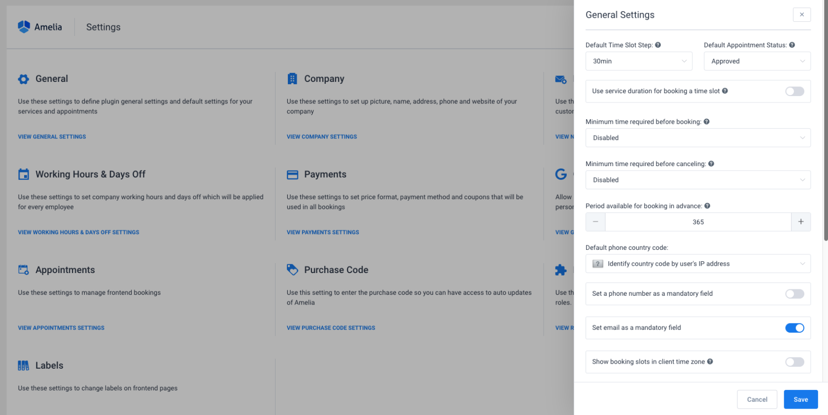General Settings - Amelia WordPress Booking Plugin