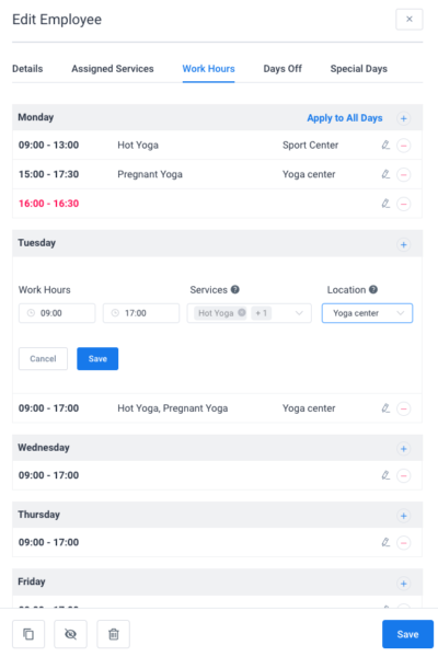 Configuring Schedule - Amelia WordPress Booking Plugin