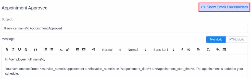 Notifications Placeholders - Amelia WordPress Booking Plugin