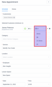 Custom Service Duration - Amelia WordPress Booking Plugin