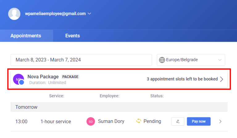 Front-end Customer Panel - Amelia WordPress Booking Plugin