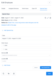 Configuring Schedule - Amelia WordPress Booking Plugin