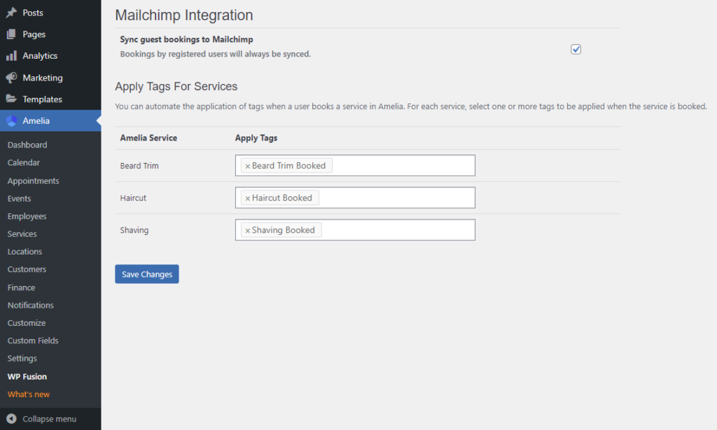 WP Fusion Integration - Amelia WordPress Booking Plugin