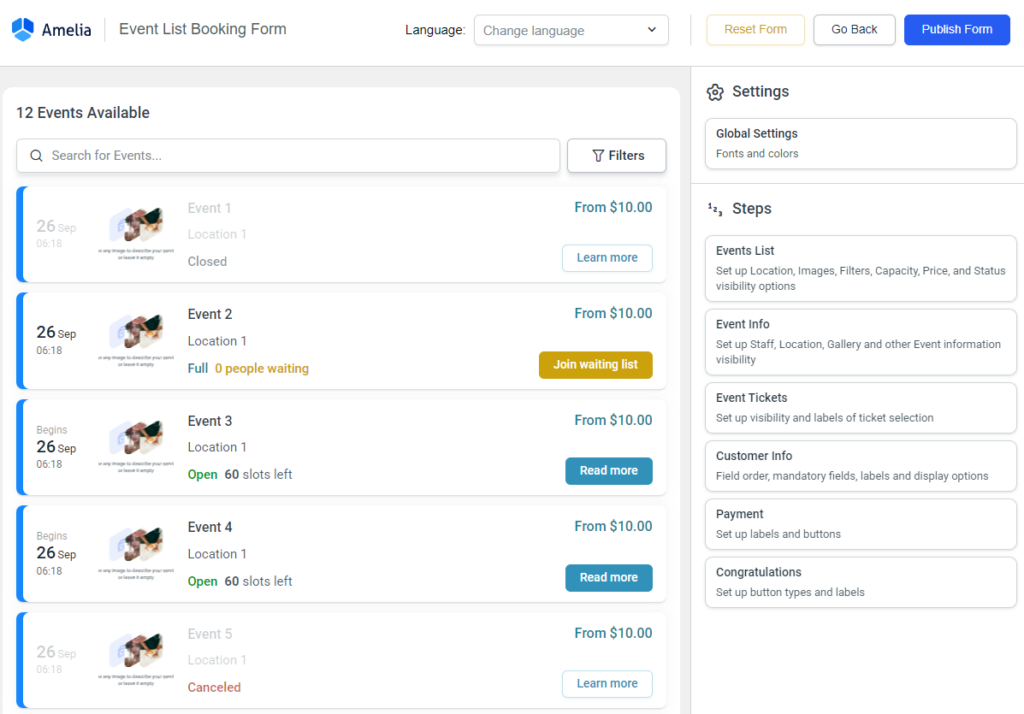 Event Tickets - Amelia WordPress Booking Plugin