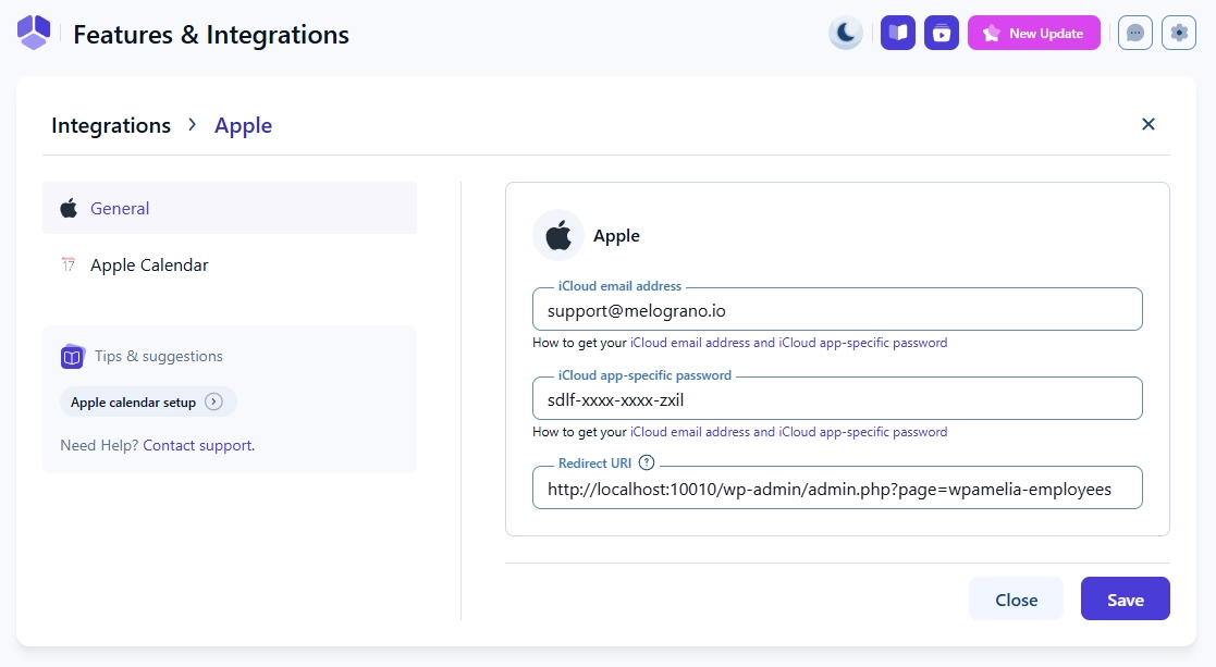 Apple Calendar - Amelia WordPress Booking Plugin