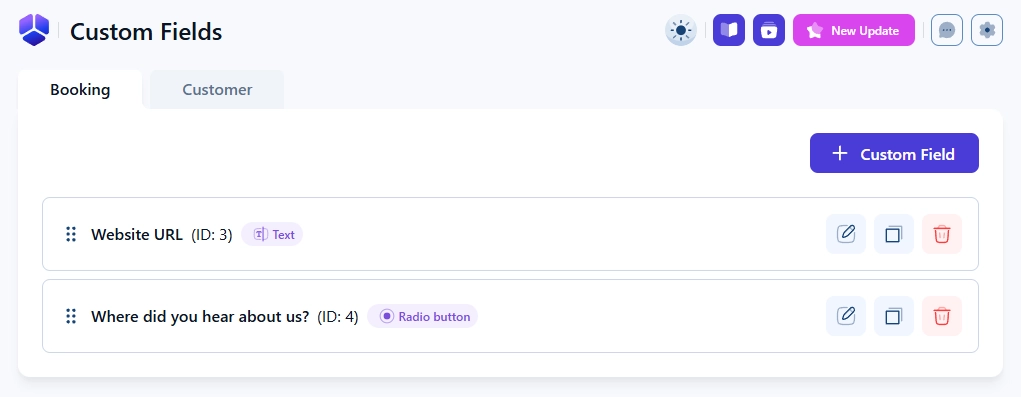 Custom fields - Amelia WordPress Booking Plugin