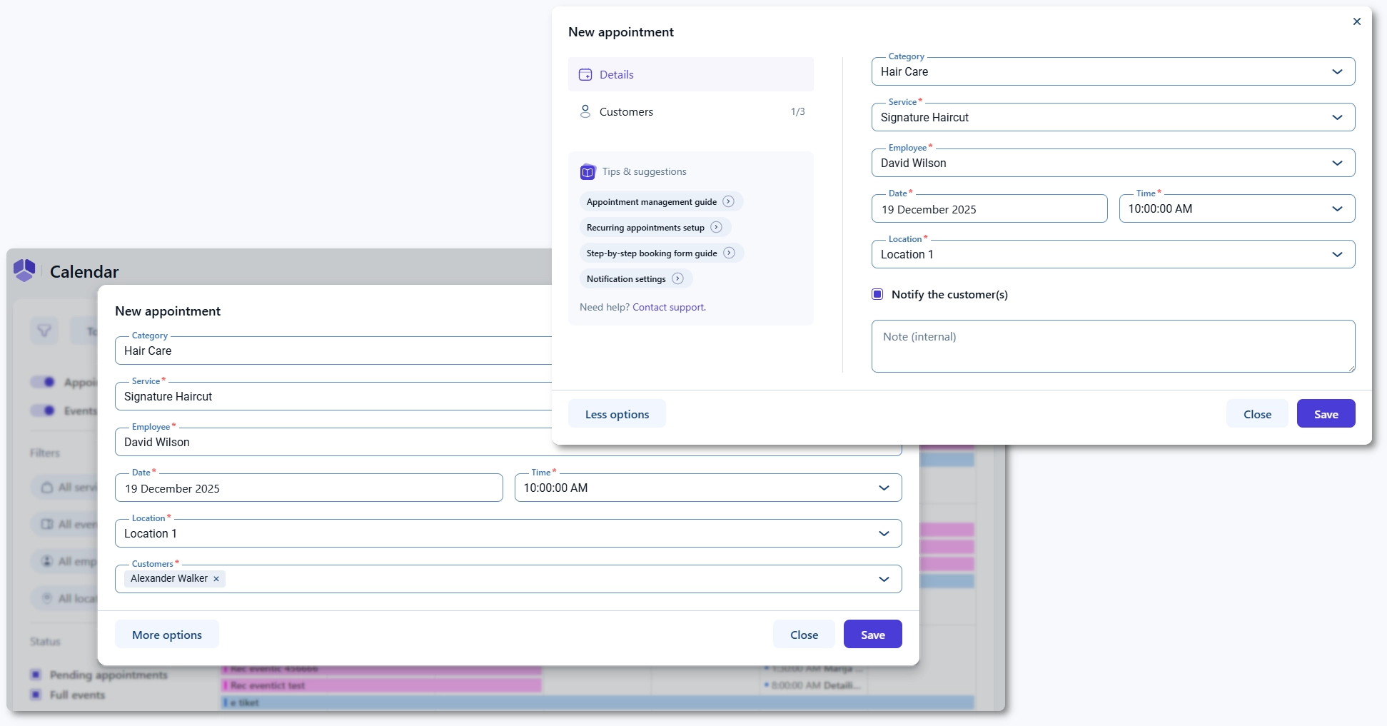 Calendar - Amelia WordPress Booking Plugin